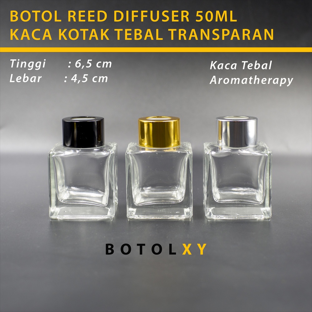 Jual Botol REED DIFFUSER 50ml - Model KOTAK Kaca Tebal Clear ...