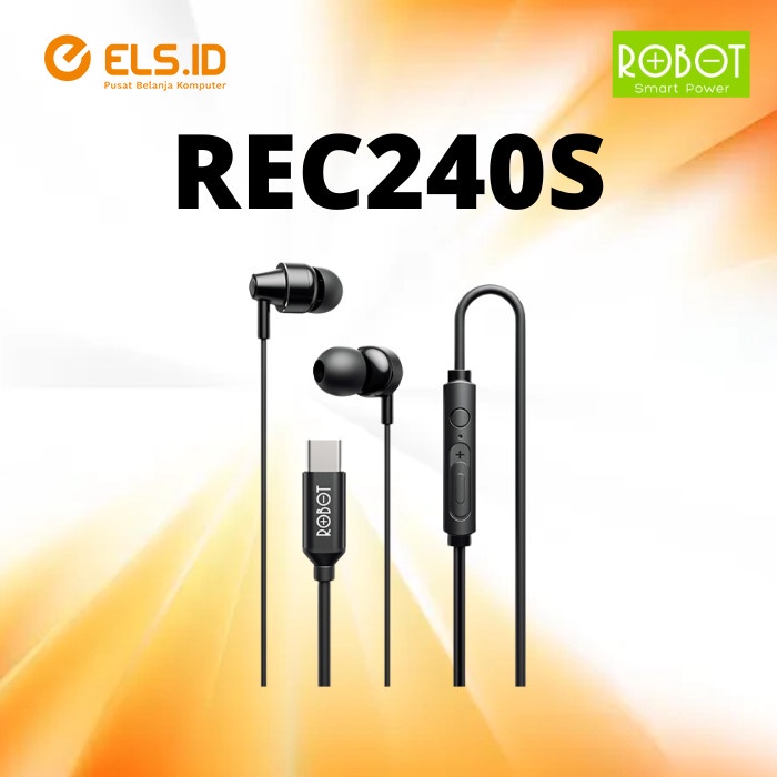 Jual Robot REC240S Earphone USB Type-C BLACK | Shopee Indonesia