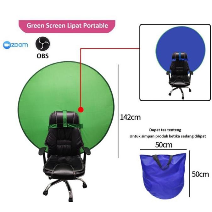 Jual WEBAROUND GREEN SCREEN LIPAT PORTABLE BACKGROUND BACKDROP ZOOM ...