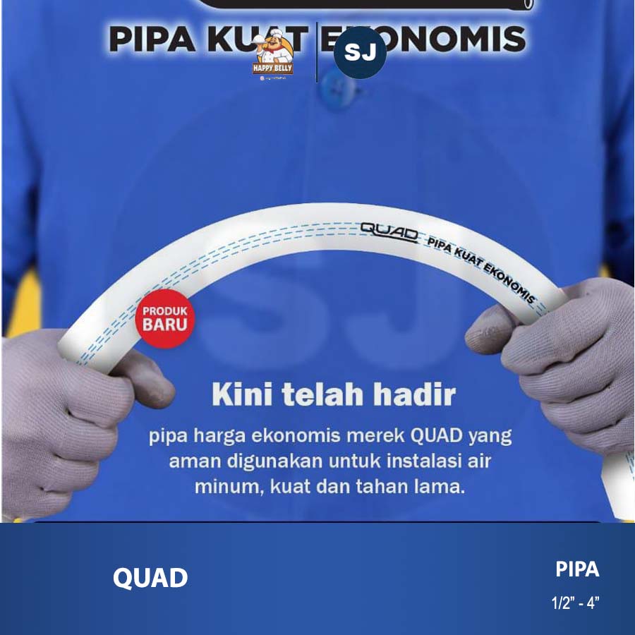Jual Pipa Air Paralon Air Pvc 1 1/4 Inch QUAD TYPE D 42 MM 5,8 M ...