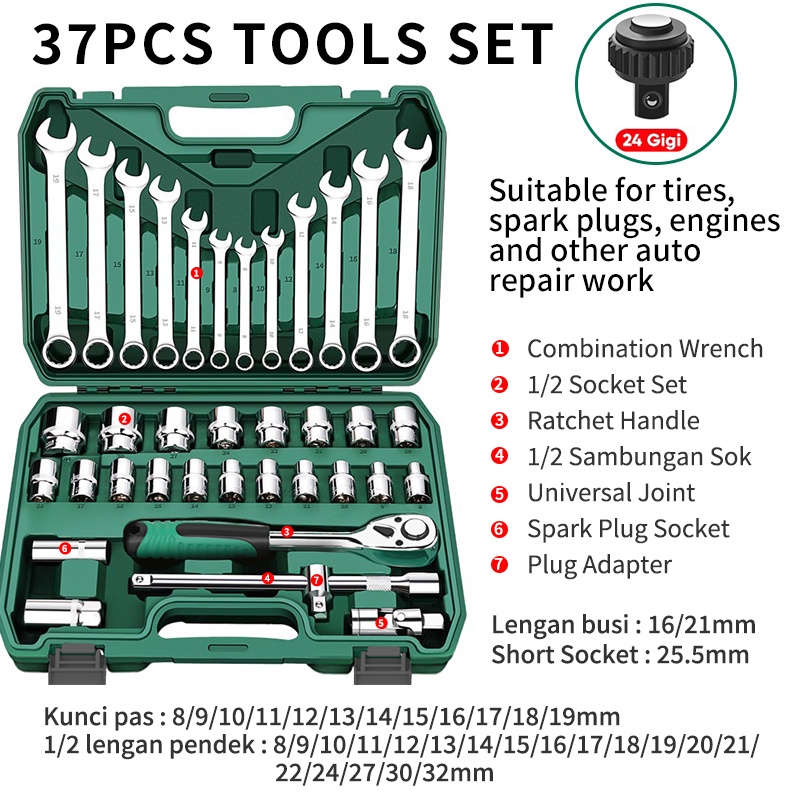 Jual Isku Tools Set 121pcs-72gigi kunci shock set lengkap Termasuk 1 ...