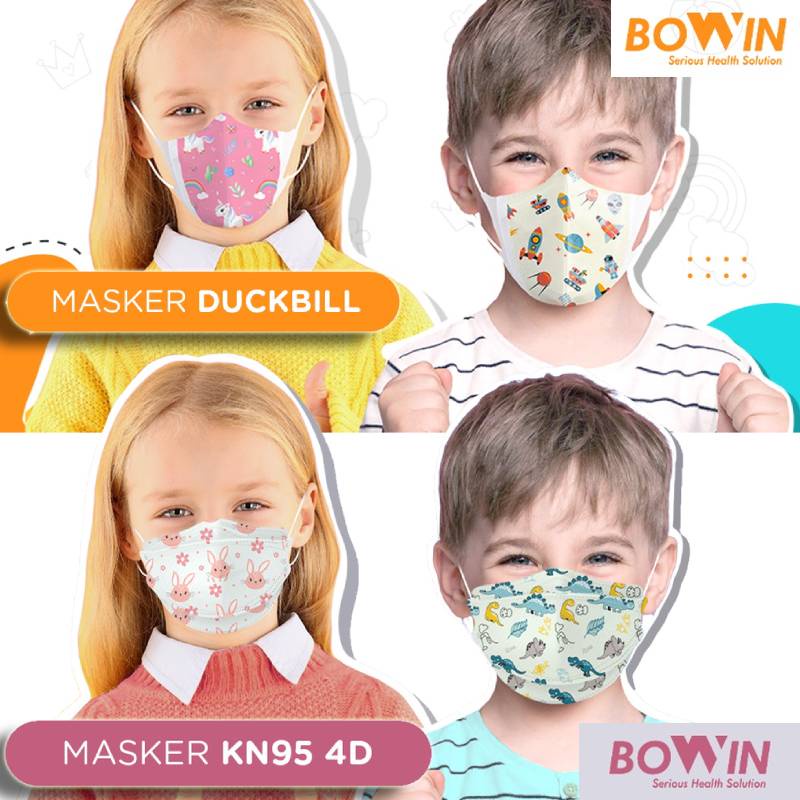 Jual BOWIN - KIDS MASKER KN95 4D / 3D / DUCKBILL / KF94 / MASKER MEDIS ...