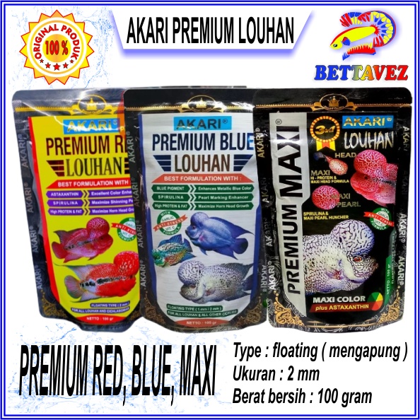 Jual PELET AKARI PREMIUM BLUE RED MAXI LOUHAN CICHLASOMAS FLOATING 2MM ...