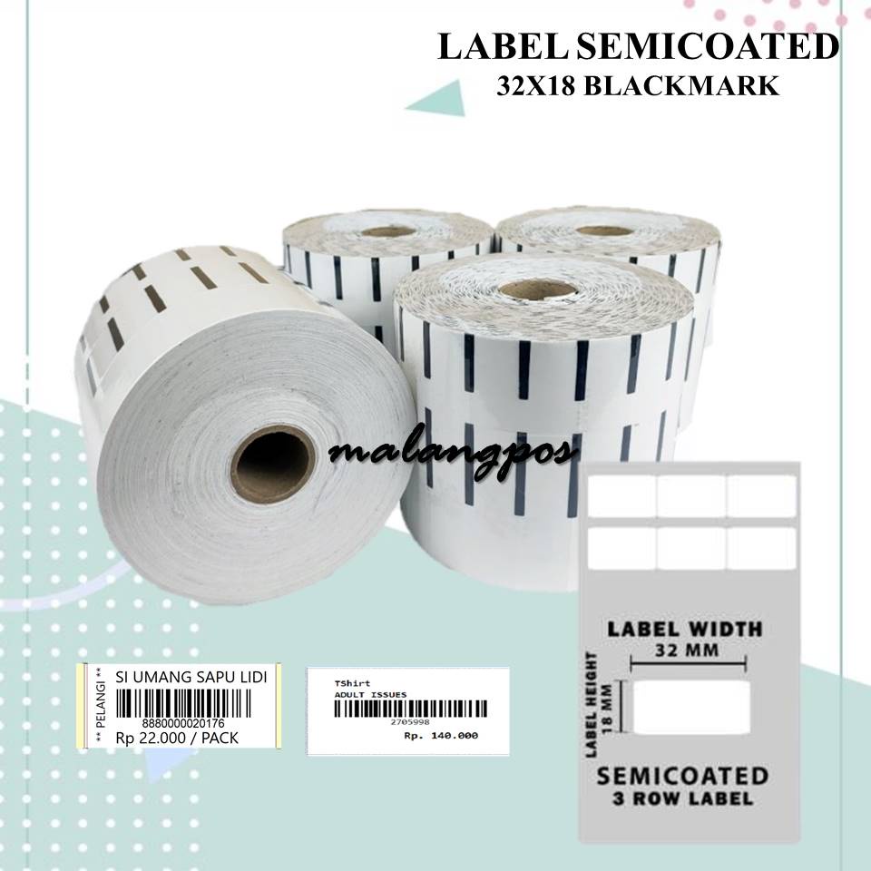 Jual LABEL BARCODE SEMICOATED 32x18 MM 3 LINE BLACKMARK ISI 10.000 PCS ...