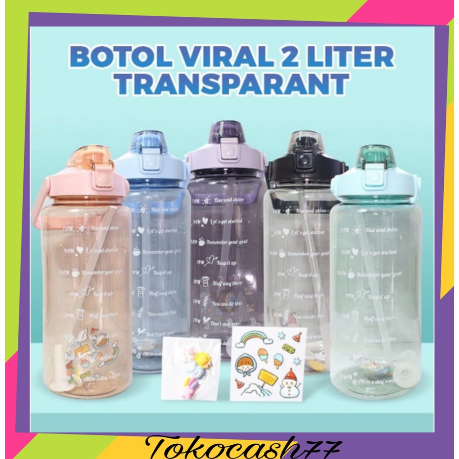 Jual BOTOL MINUM TIME VIRAL 2 LITER TRANSPARANT JUMBO | Shopee Indonesia
