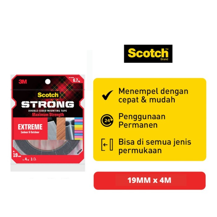 Jual Scotch 3M Perekat Isolasi Extreme Mounting Tape 414-M19 19 MM X 4 ...