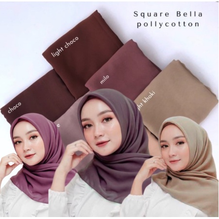 Jual Kerudung Segiempat Polos BELLA SQUARE Hijab Pollycotton Jilbab Bela Grosir Murah Part 1 ...