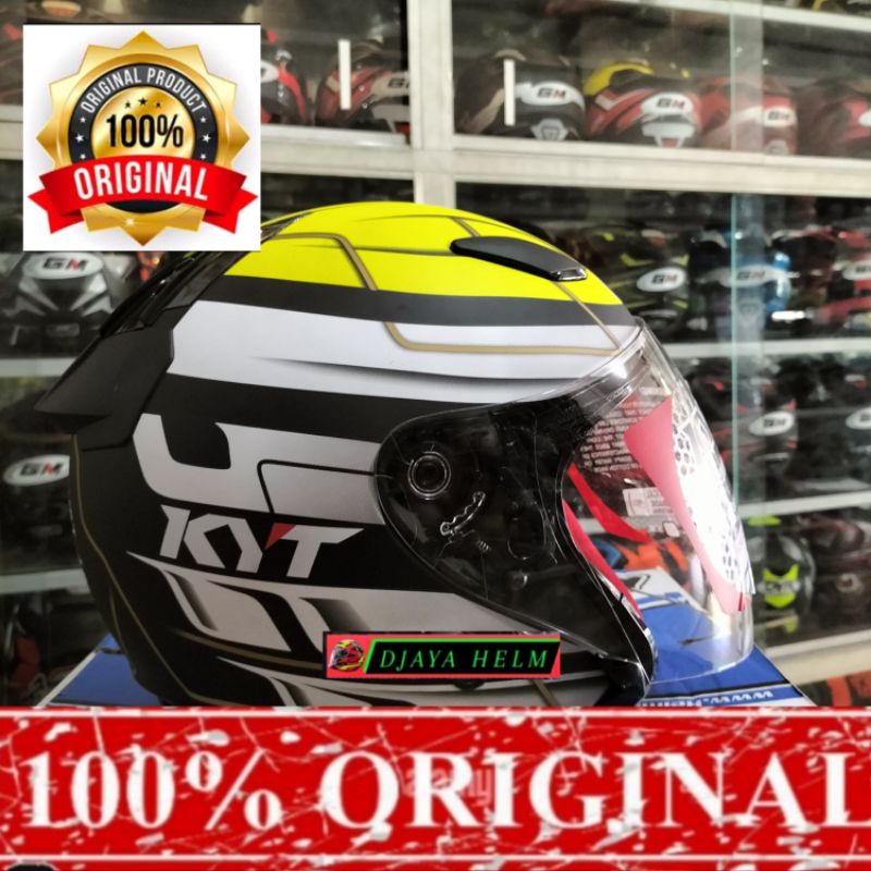 Jual HELM KYT DJ MARU MOTIF#13 BLACK/YELLOW DOFF | Shopee Indonesia