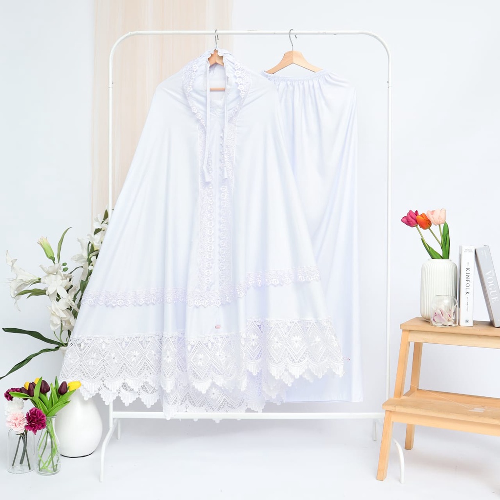 Jual Mukena Terbaru 2024 Katun Premium Putih Mukenah Umroh Lebaran ...