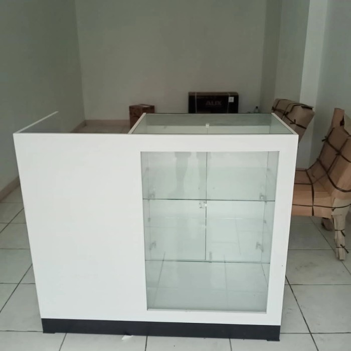 Jual Meja Tv Meja Kasir Minimalis Plus Etalase Kaca | Shopee Indonesia