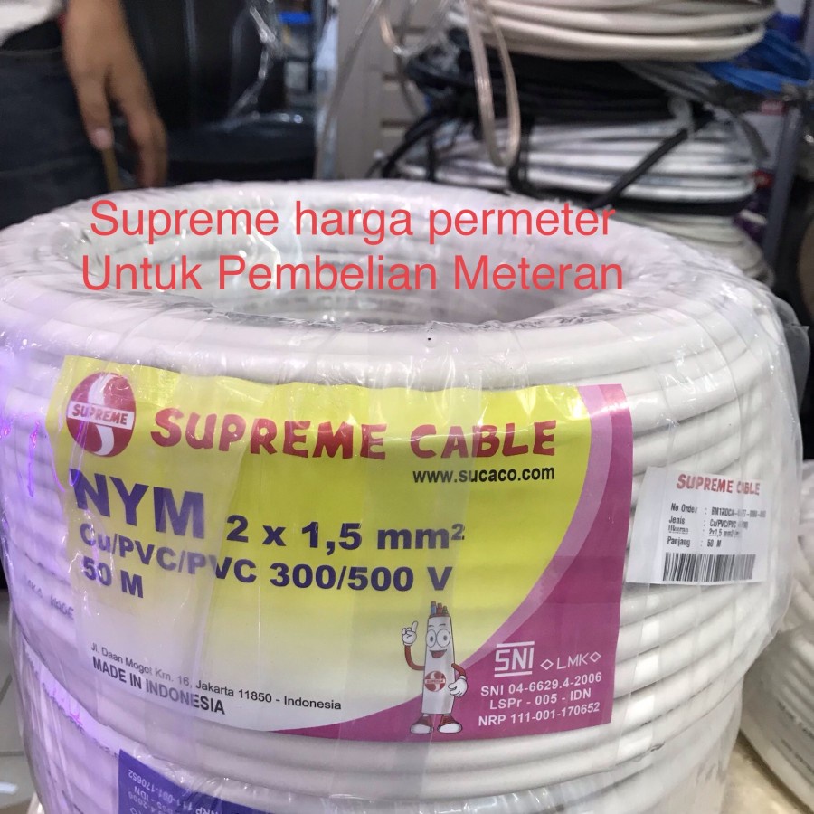 Jual KABEL LISTRIK SUPREME NYM 2x1.5 METERAN PERMETER METER 2x1,5 | Shopee Indonesia