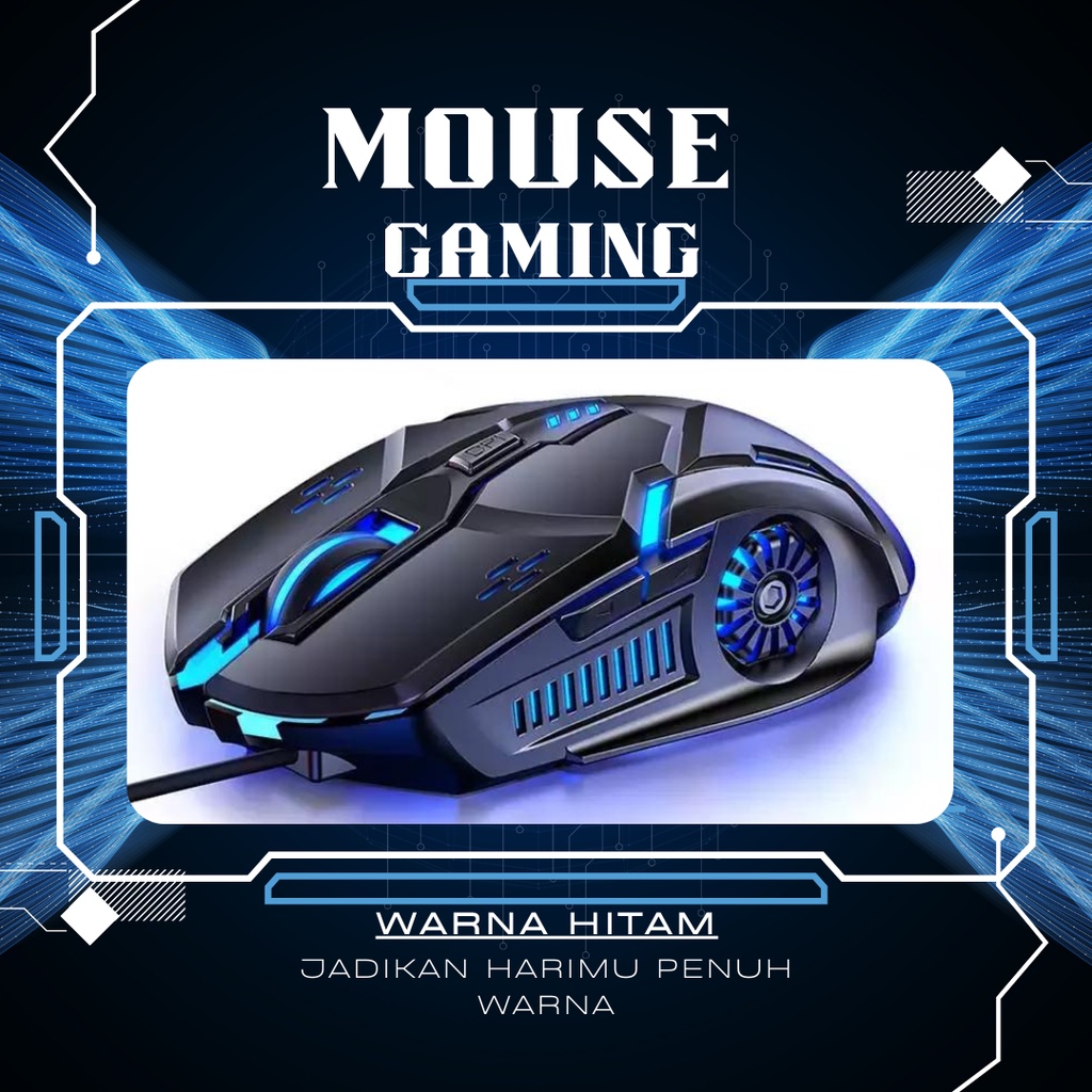 Jual Gudang Mouse || Mouse Gaming Black dengan 7 warna lampu LED ...