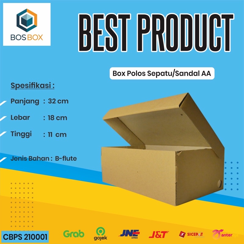 Jual KARDUS BOX SEPATU/SANDAL B-flute DIE CUT 31x17.5x10.5 cm Polos ...