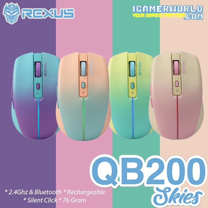 Jual Rexus QB200 2.4Ghz Wireless / Bluetooth Rechargeable Office Mouse ...