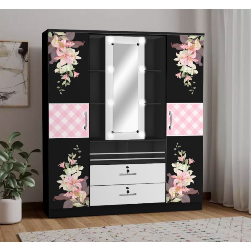 Jual Jannah Perabot Lemari Pakaian 4 Pintu New Black | Shopee Indonesia