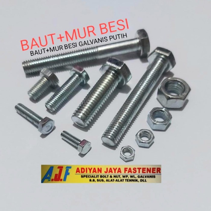 Jual BAUT+MUR HEXAGON / BAUT KEPALA SEGI 6 8X100 GALVANIS PUTIH ...