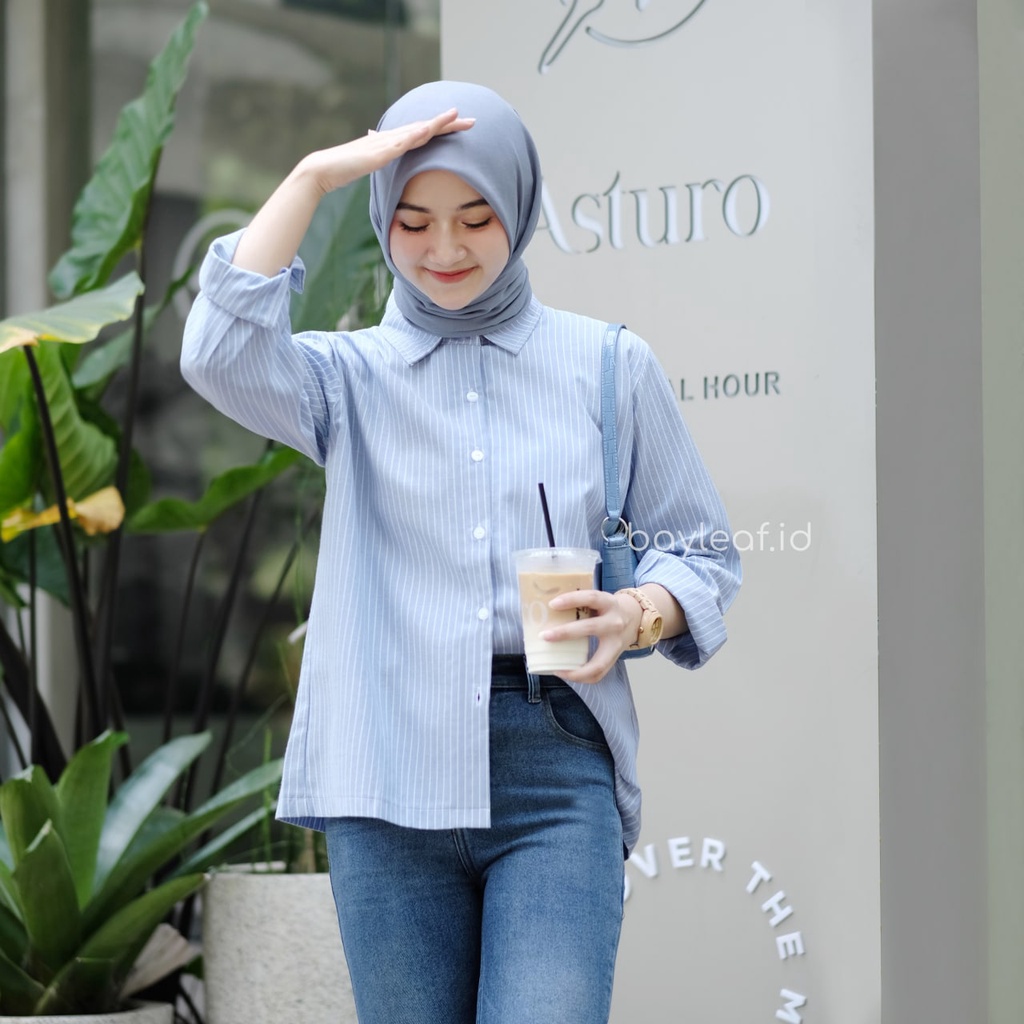 Jual Bayleaf.id Shanon Striped Shirt Kemeja Casual Motif Garis | Shopee ...