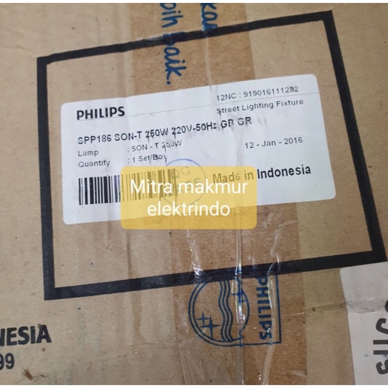 Jual lampu jalan philips spp 186 250watt sont / kap lampu 250 watt ...