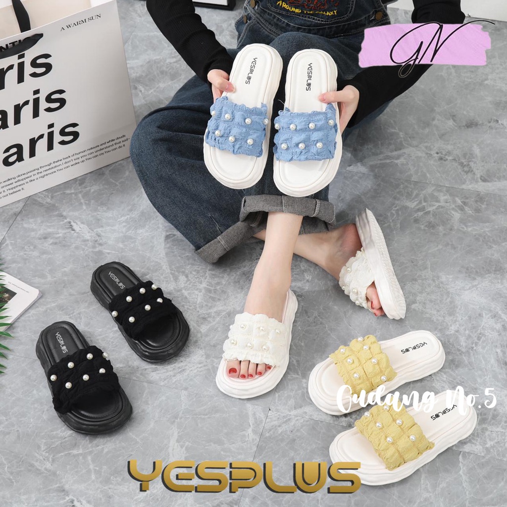 Jual GN-989 Sandal Selop Wedges Korean Style Model Mutiara Yesplus PCU ...