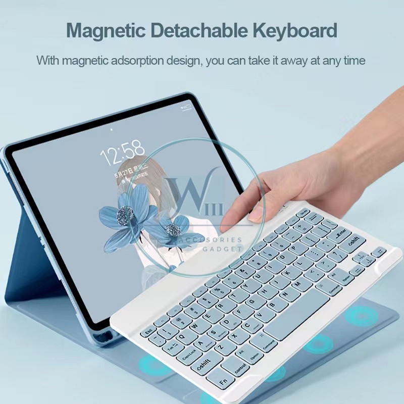 Jual CASING KEYBOARD SAMSUNG TAB S10 FE / S9 FE / S7/TAB S8 BOOKCOVER MAGNETIC SLIM FIT KEYBOARD ...