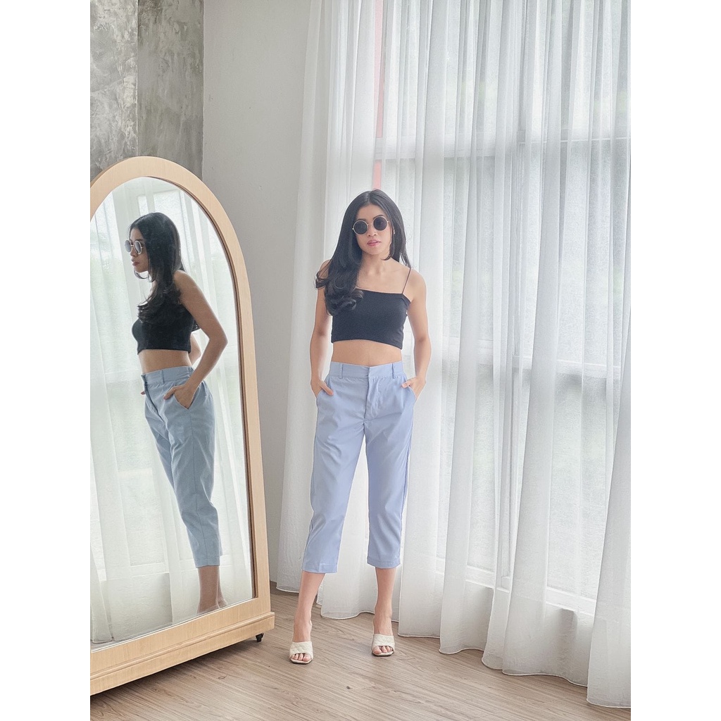 Jual Shenelin celana bahan wanita katun hitam putih nyaman adem harem ...