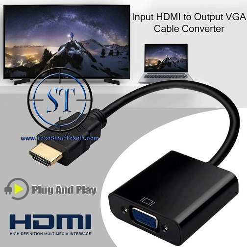 Jual Konverter HDMI To VGA / Kabel HDMI Ke VGA / Converter Adapter HDMI To VGA Female | Shopee ...