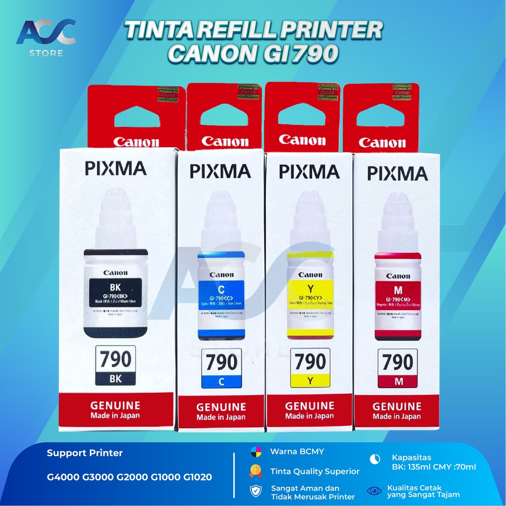 Jual Tinta Canon GI‑790 Untuk Printer G1000 G2000 G3000 G4000 G1010 ...