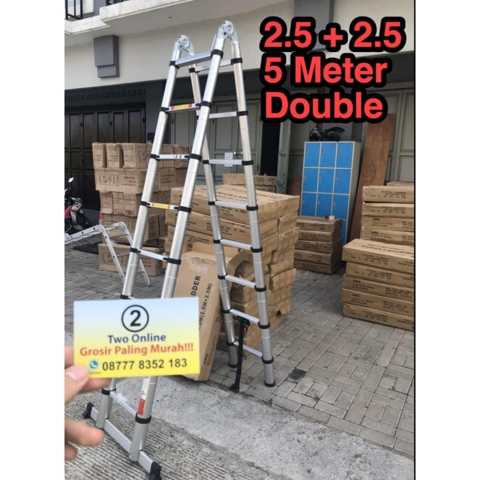 Jual Tangga Tangga Lipat Aluminium Teleskopik 5M Double Telescopic ...