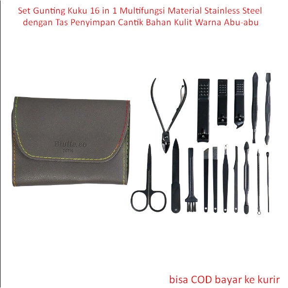 Jual Set Gunting Kuku 16 in 1 Multifungsi Material Stainless Steel ...