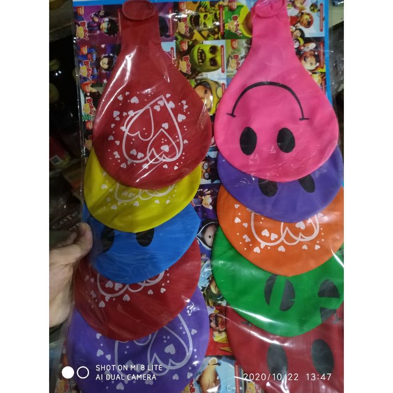 Jual balon warna dan bermotif dalam satu pak dimana satu pak isi 40 pcs ...