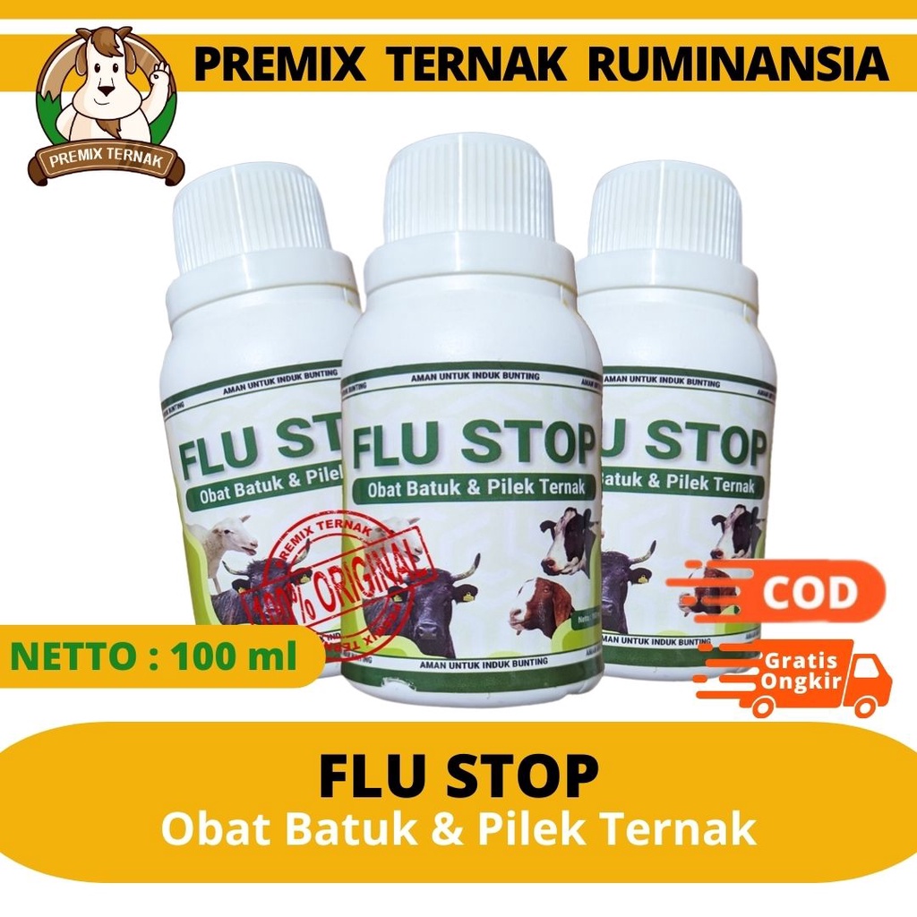 Jual FLU STOP 100ML - Obat Flu Batuk Pilek Pneumonia Untuk Ternak Sapi ...