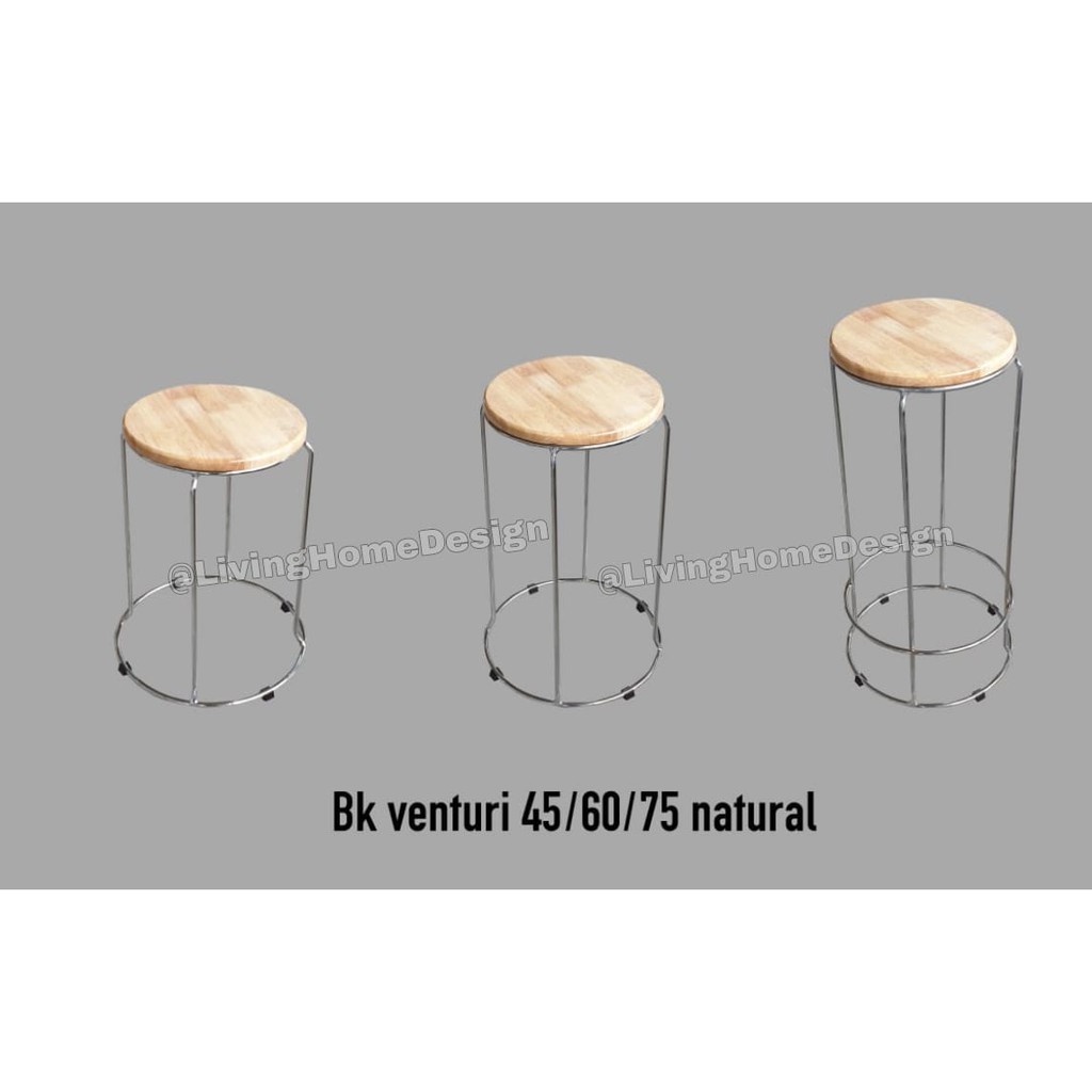 Jual Bangku Venturi Natural 45 60 75 cm Kursi Bar Bulat Cafe Resto ...