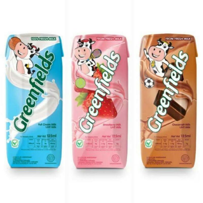 Jual Susu Greenfields Uht 125ml full cream milk chcomalt strawberry choco malt 125 ml | Shopee ...