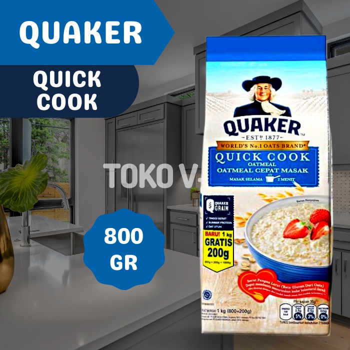 Jual Quaker Oatmeal Quick Cook 800 gram - Quaker Oat 800 g | Shopee ...