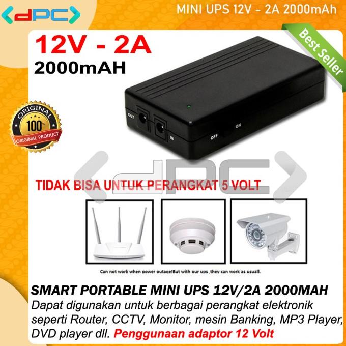 Jual Portable Smart Mini UPS 12V/2A 2000mAh | Shopee Indonesia