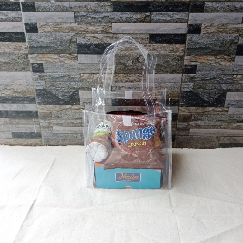 Jual Tas snack box mika transparan/ tas goodie bag PVC mika bening ...