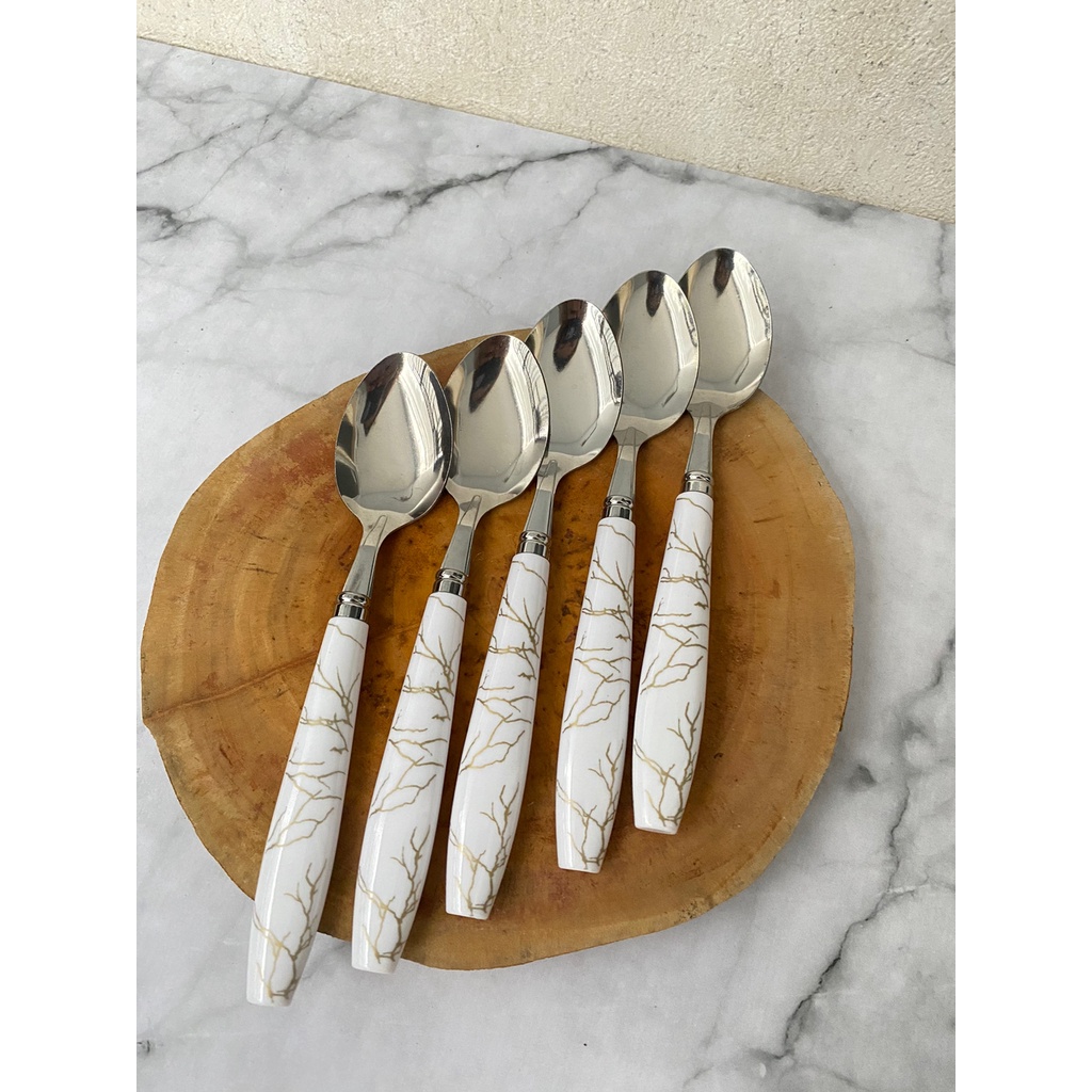 Jual Sendok Makan Set Marble Estetik Paket Isi 5 Pcs | Shopee Indonesia