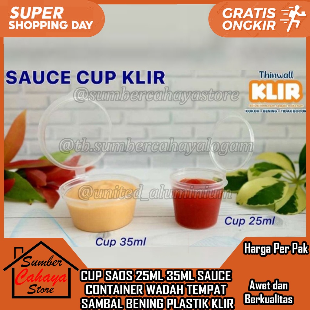 Jual KLIR THINWALL CUP 25 35 ML SAOS SAUCE SAMBAL CONTAINER WADAH TEMPAT SAMBEL BENING KONTAINER ...