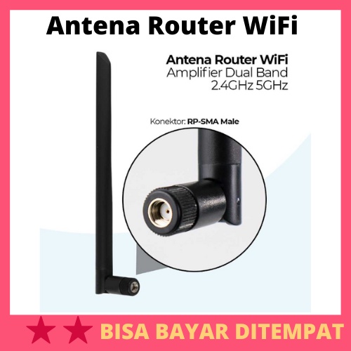 Jual Antena Router WiFi Amplifier Dual Band 2.4GHz 5GHz 6dbi RP / Antena Penguat Sinyal Signal ...
