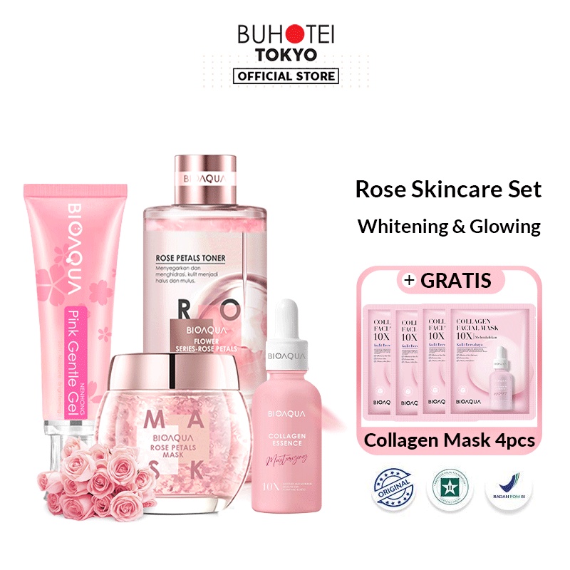 Jual BUHOTEI Rose Skincare Set Whitening dan Glowing Paket Bioaqua Skin ...