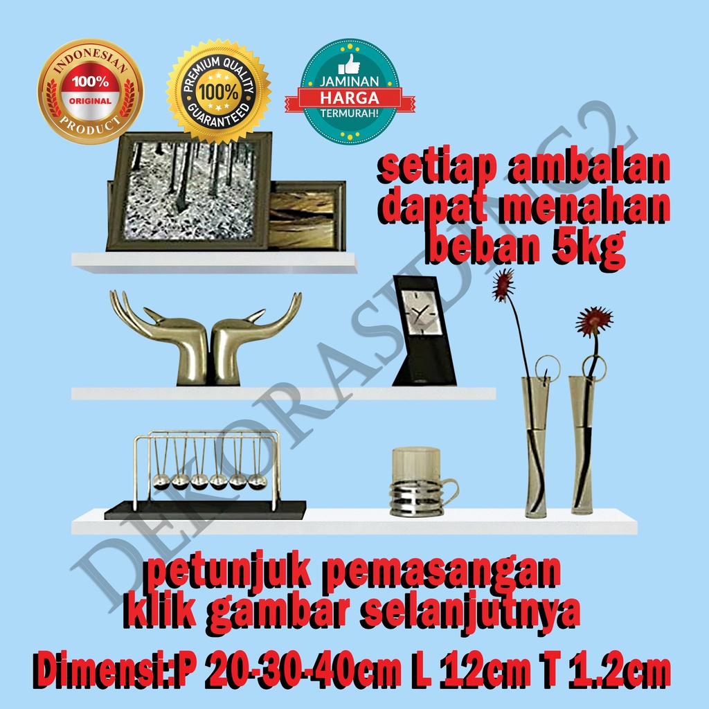 Jual rak ambalan dinding minimalis 1set 3pcs AD16 / rak hiasan dinding ...