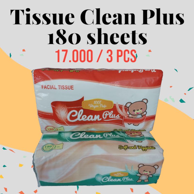 Jual TISU CLEAN PLUS 180 / TISSUE CLEAN PLUS 180 SHEETS | Shopee Indonesia