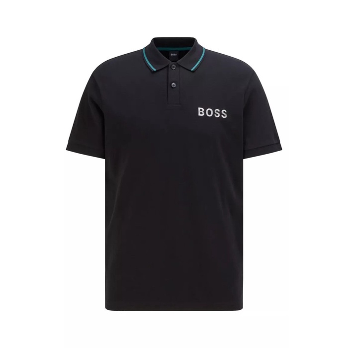 Jual Hugo Boss Tobin Regular Fit Polo Shirt With Metallic Logo (Black ...