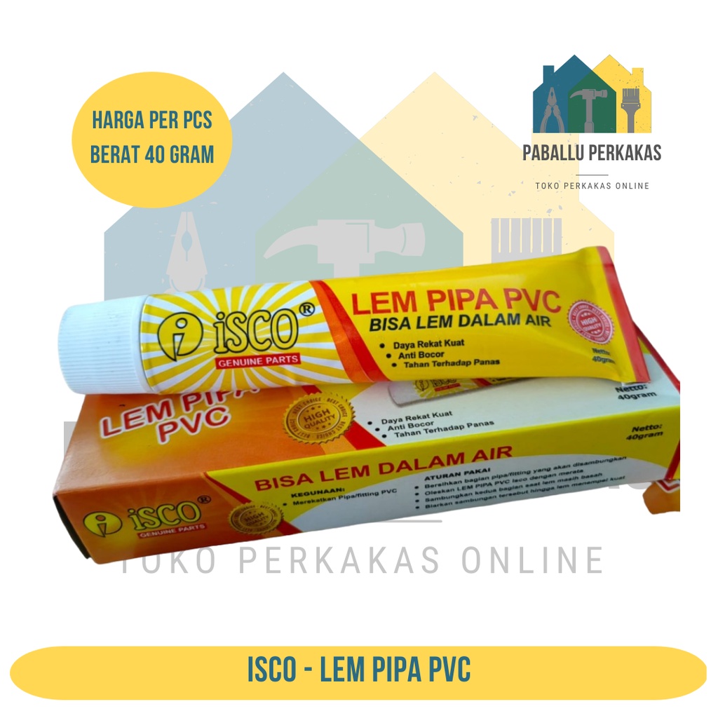 Jual Lem Pipa Paralon PVC Cair 40 Gram ISCO Lem Tube Odol Paralon ...