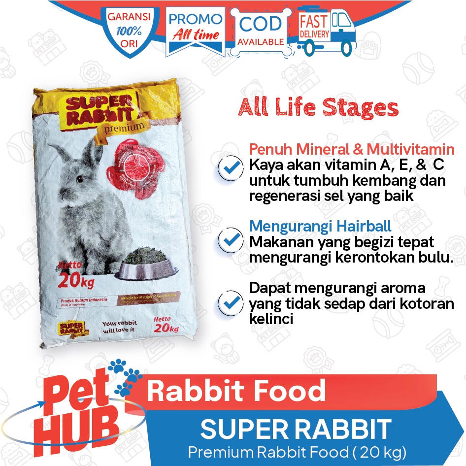 Jual Makanan Pakan Pellet Kelinci / Rabbit Food / Super Rabbit Premium ...