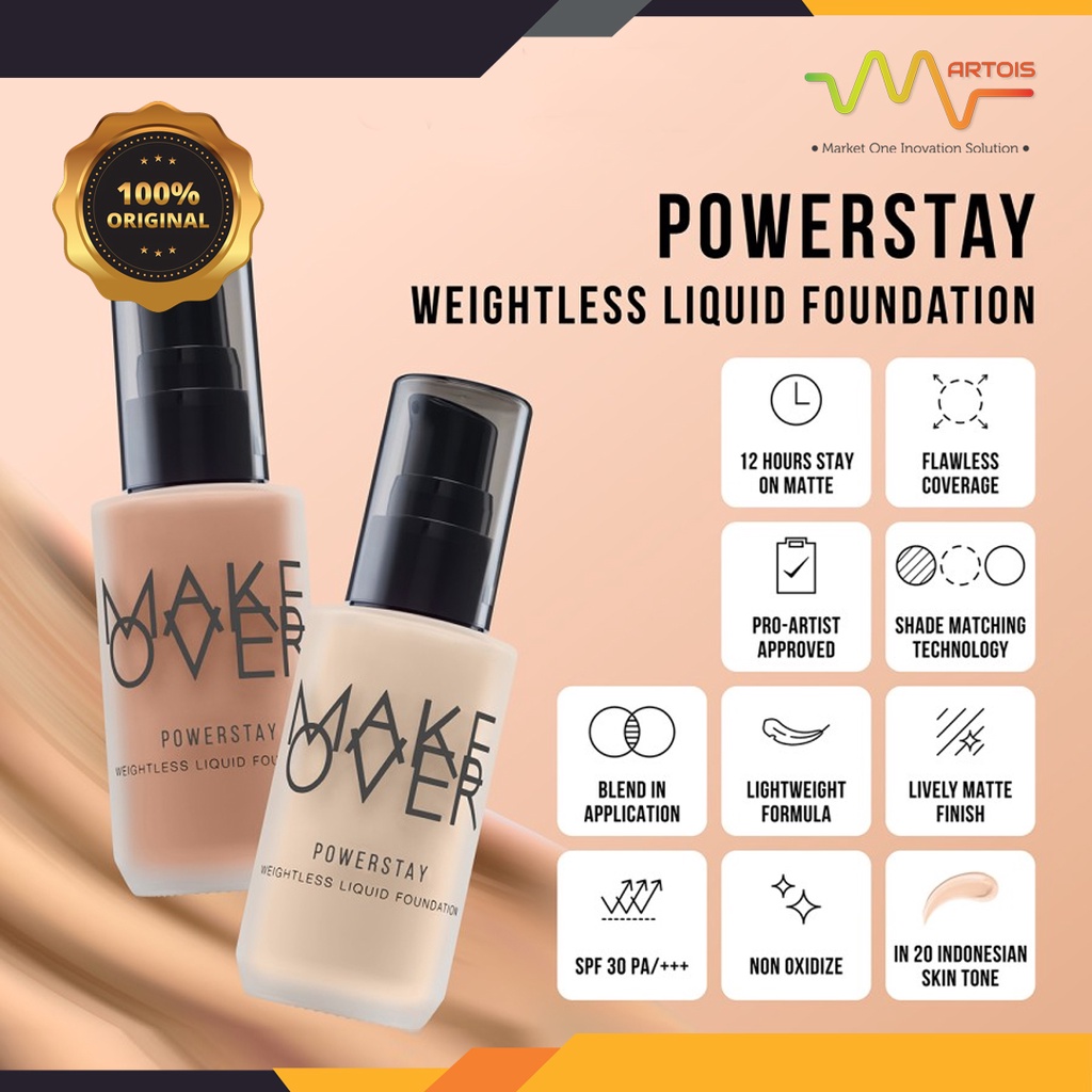 Jual Make Over Powerstay Weightless Liquid Foundation 33ml | Shopee ...