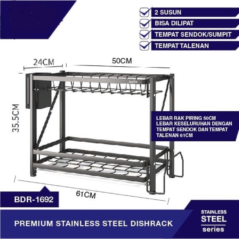 Jual RAK DAPUR SERBAGUNA STAINLESS PIRING SENDOK KITCHEN RACK CABINET 2 ...
