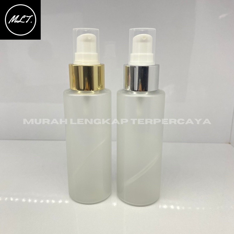 Jual BOTOL RF 100ML FROSTED PUMP TREATMENT GOLD SILVER HALF CAP PET BOTOL PLASTIK FROSTED 100 ML ...