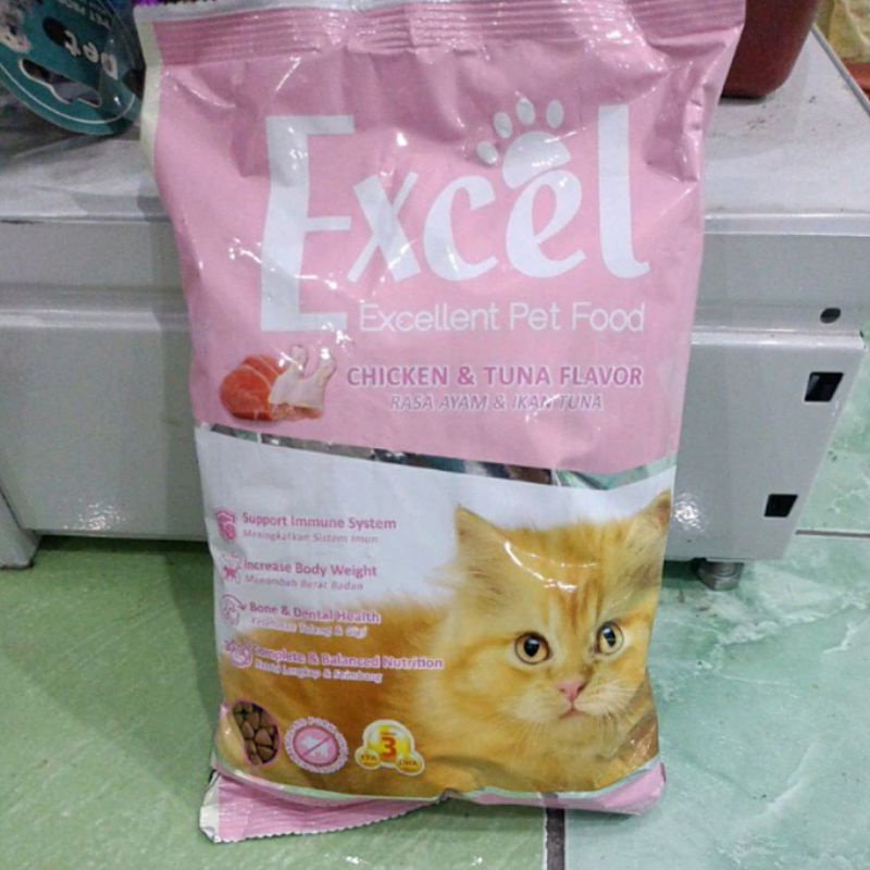 Jual makanan kucing Excel kitten chicken tuna kemasan 500g/ Excell ...