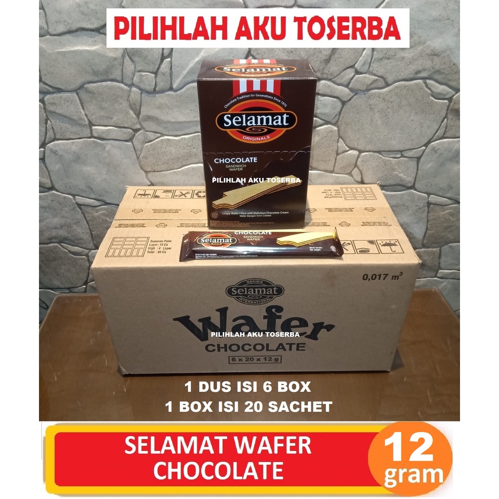 Jual Selamat Wafer CHOCOLATE / COKLAT 12 g - ( HARGA 1 DUS ISI 6 BOX ...